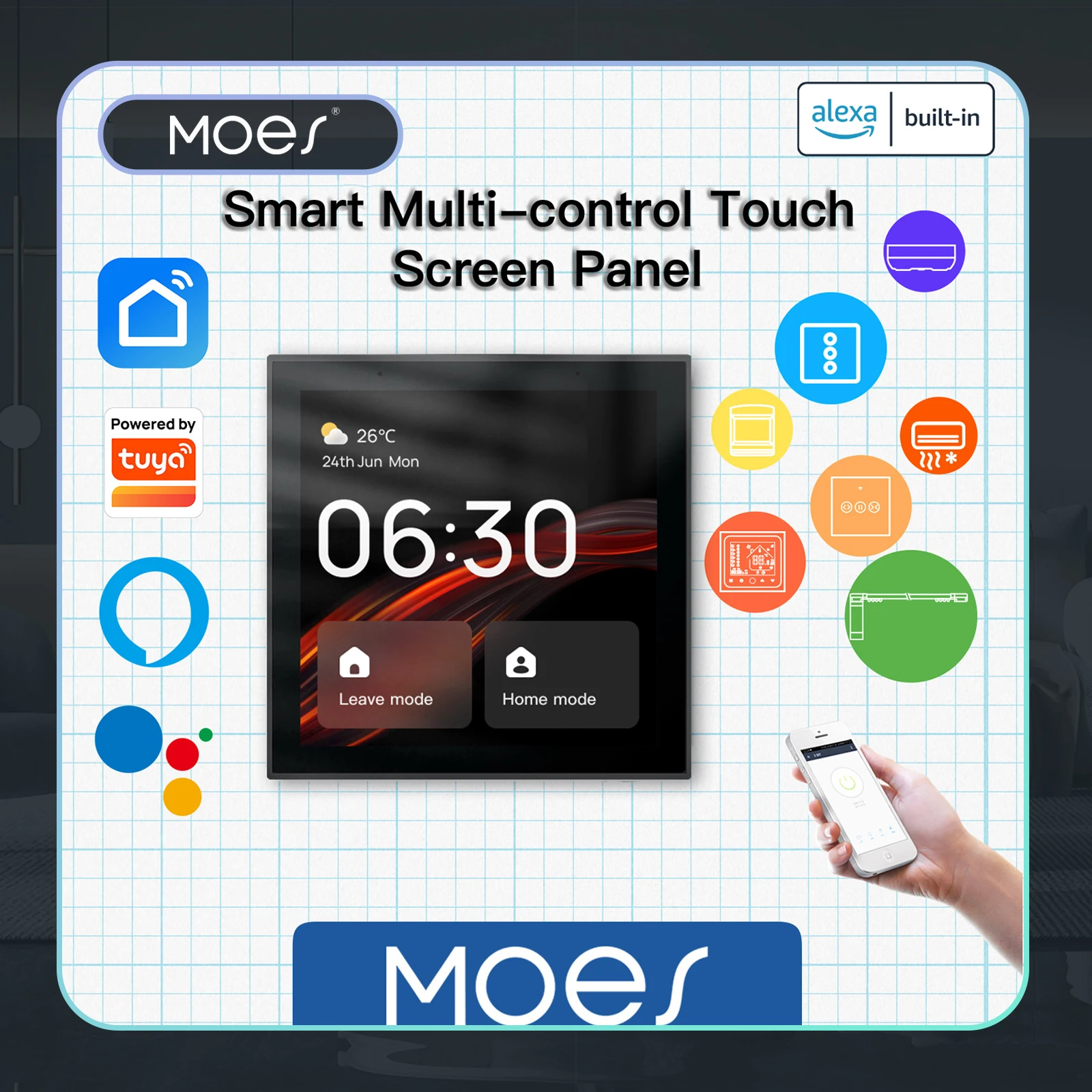 Tuya Smart Multi-functional Touch Screen Control Panel 4 inches Central Control for Intelligent ...