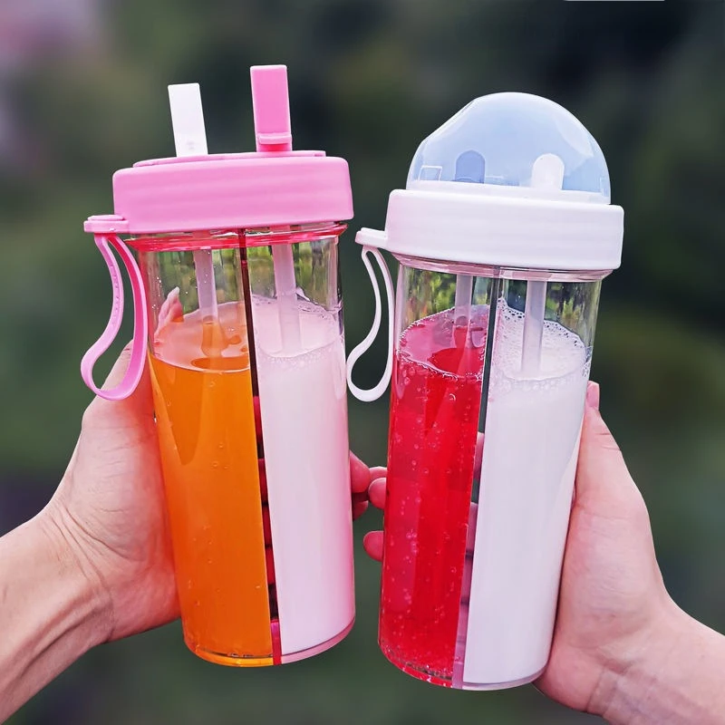A-Cup-of-Dual-use-Children-s-Double-Straw-Water-Cup-Cute-Creative-Handy ...