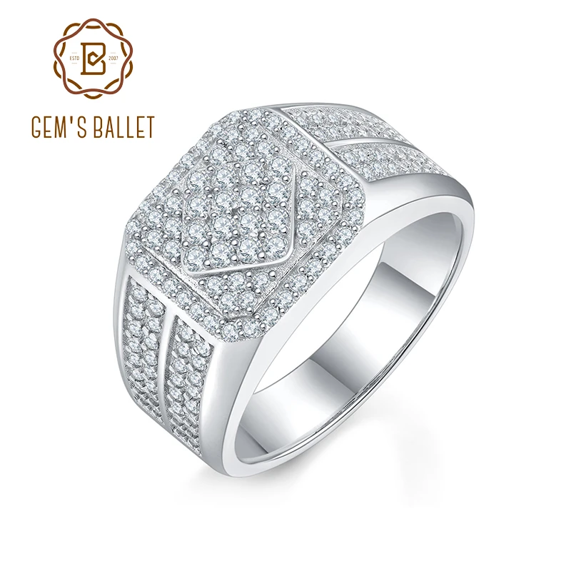GEM'S BALLET Chunky Men's Pinky Ring Moissanite Engagement Rings 925 ...