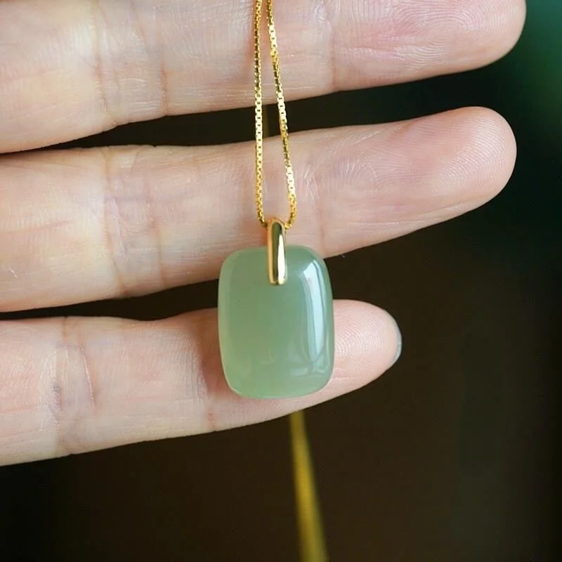 Korean-Natural-Jade-Necklace-for-Women-Inlaid-Jade-Pendant-Temperament ...