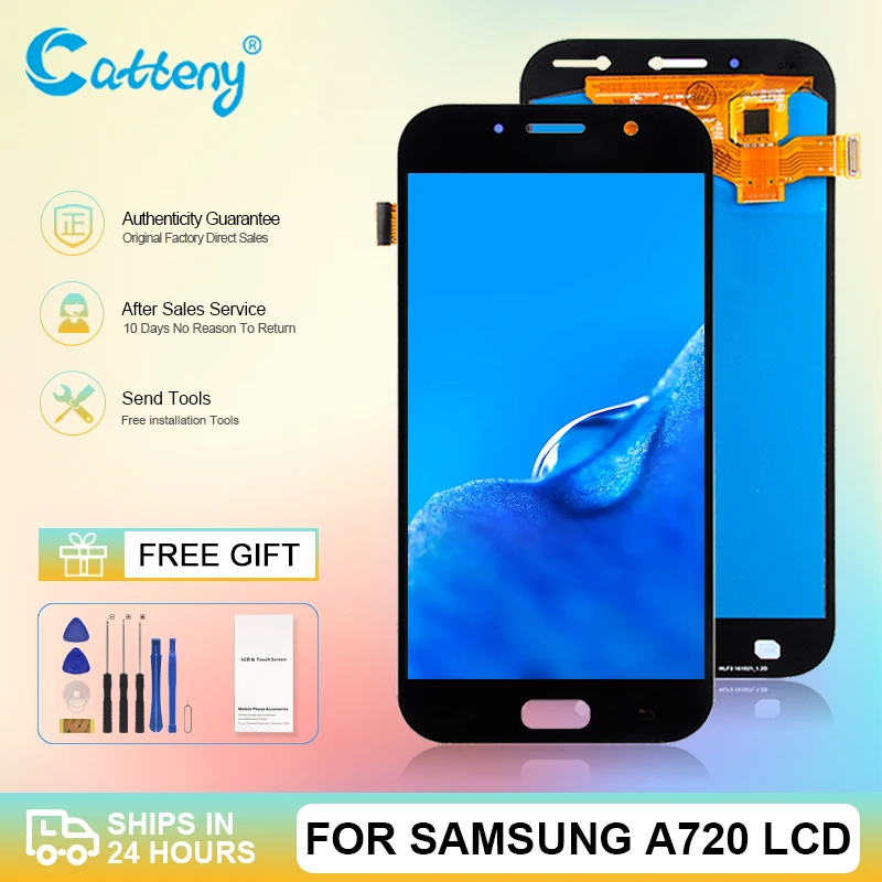 Pantalla OLED A7 2017 para Samsung Galaxy A720, montaje de digitalizador de Panel táctil Lcd ...