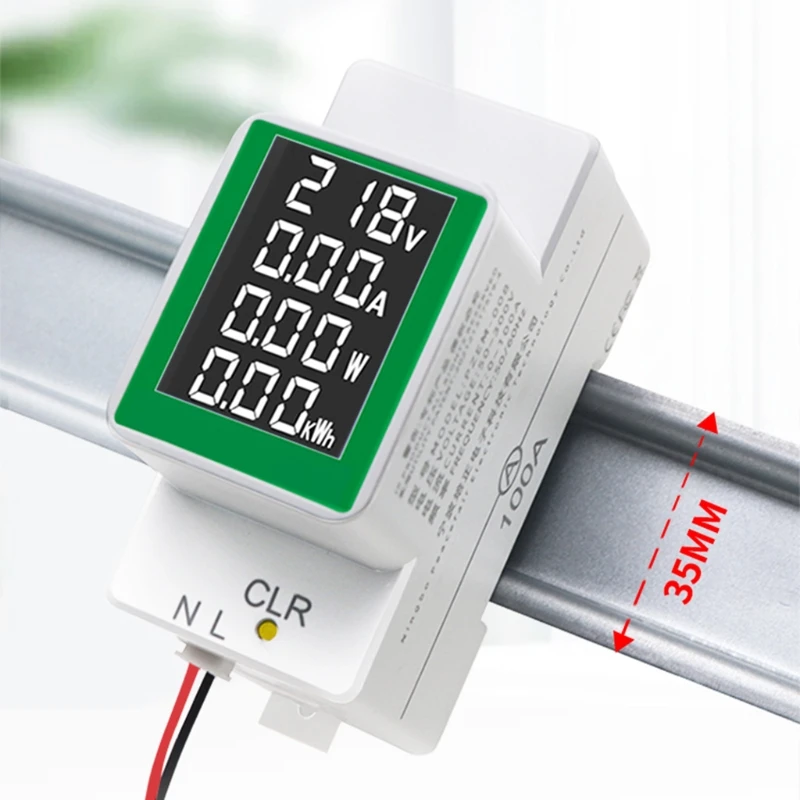 Din-Rail-Wattmeter-Voltmeter-Ammeter-Power-Meter-AC50-300V-Volt-Amp ...