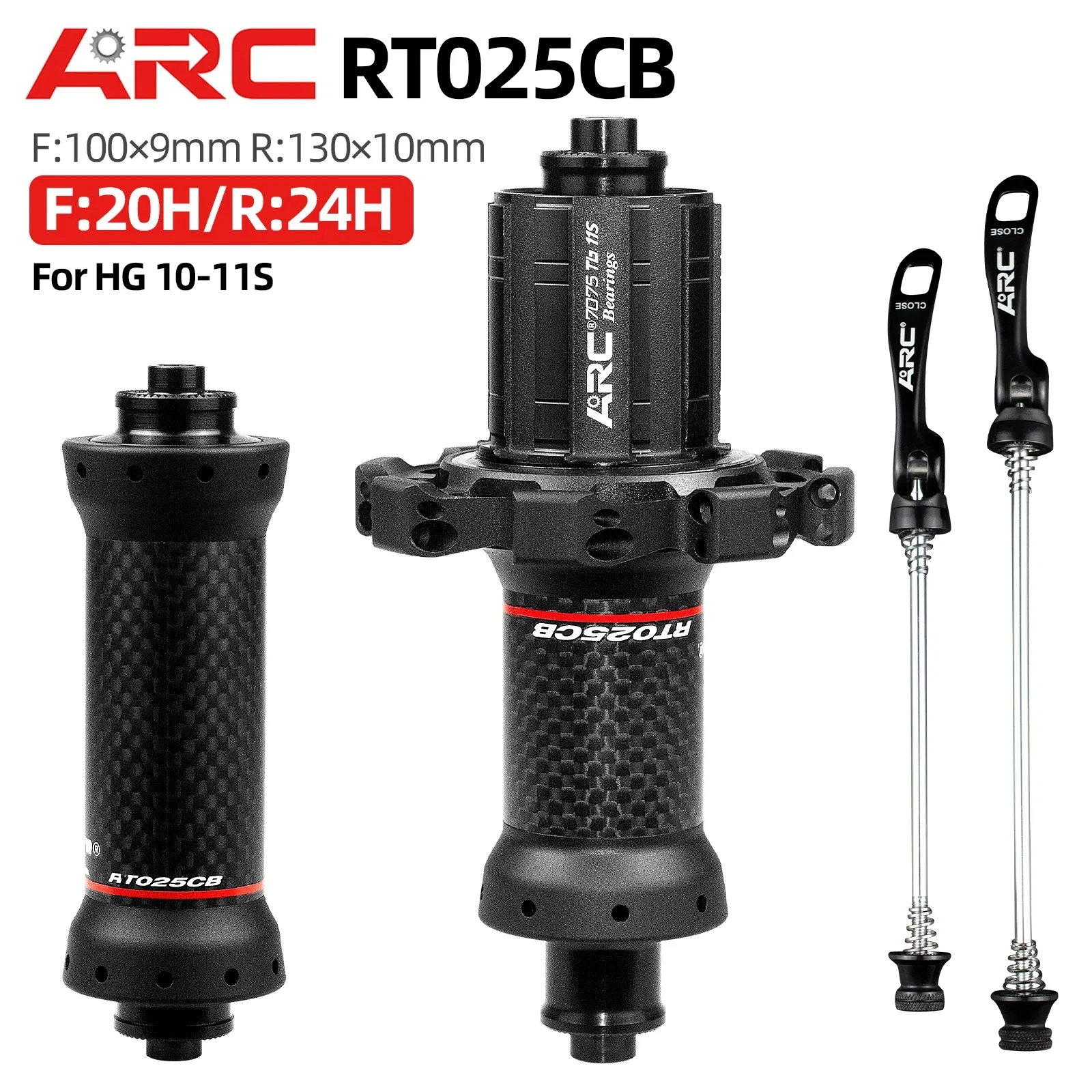 ARC-RT025-Road-Bike-Hub-Aluminum-Carbon-Fiber-Front-9-100-Rear-10-130-6 ...