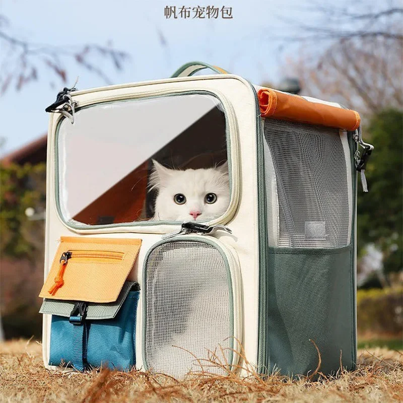 Portadora-de-Pet-port-til-com-Double-Shoulder-Bag-Gato-Mochila-Travel ...