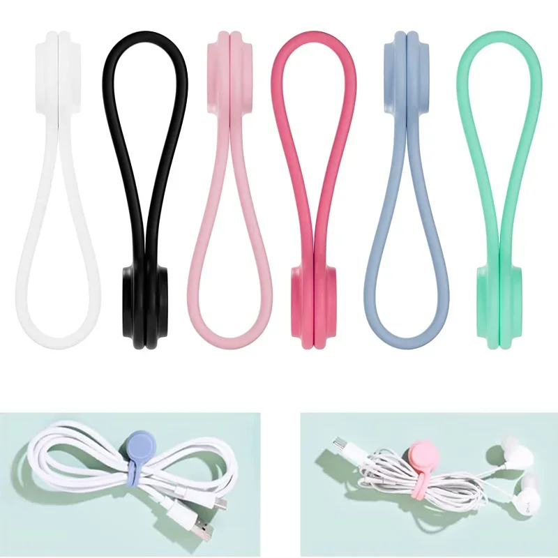 Magnetic-Twist-Ties-Reusable-Cable-Organizers-Ties-Clips-Silicone ...