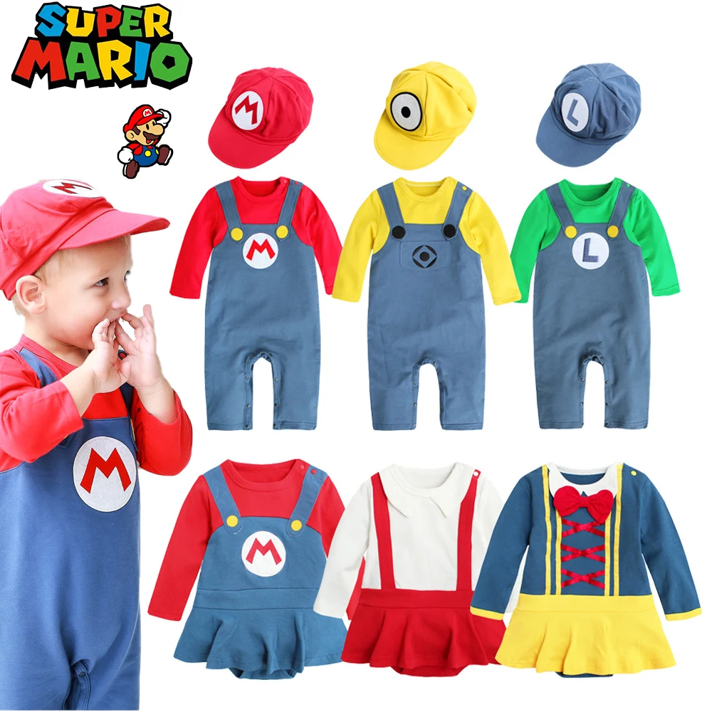 New Super Mario Bros Long sleeved Suit Baby Rompers Clothing 6 11 24 ...