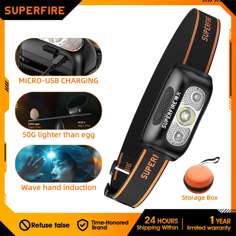 SUPERFIRE-HL05-Y-Rechargeable-Powerful-Sensor-Headlamp-USB-High-Power ...