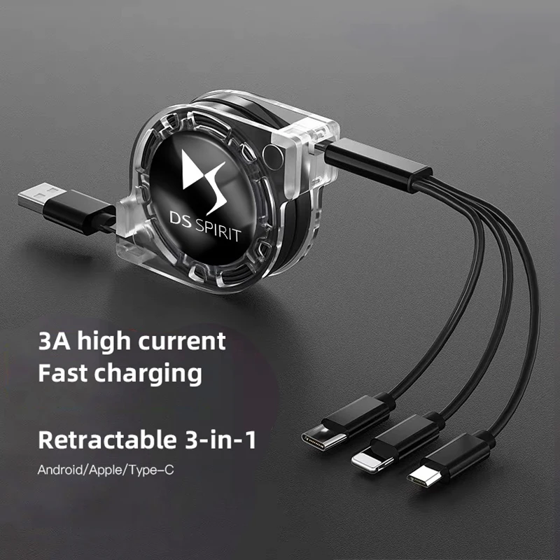 Car-Interior-3-In-1-Fast-Charger-USB-Data-Cable-Accessory-For-DS-SPIRIT ...