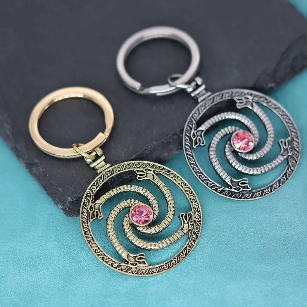 Nedar Valknut Norse Viking Dragons Pendant Key Chain Zircon Amulet ...
