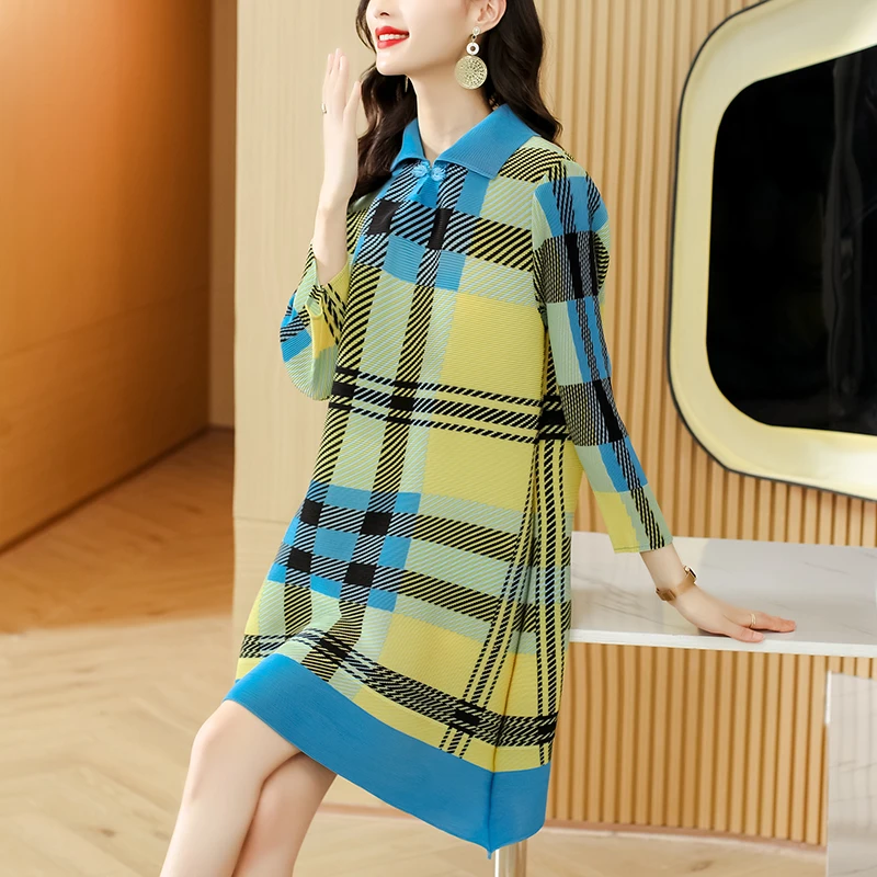 V40928-Pregnancy-Clothes-Dress-Trendy-Plaid-Pattern-Dress-Women ...