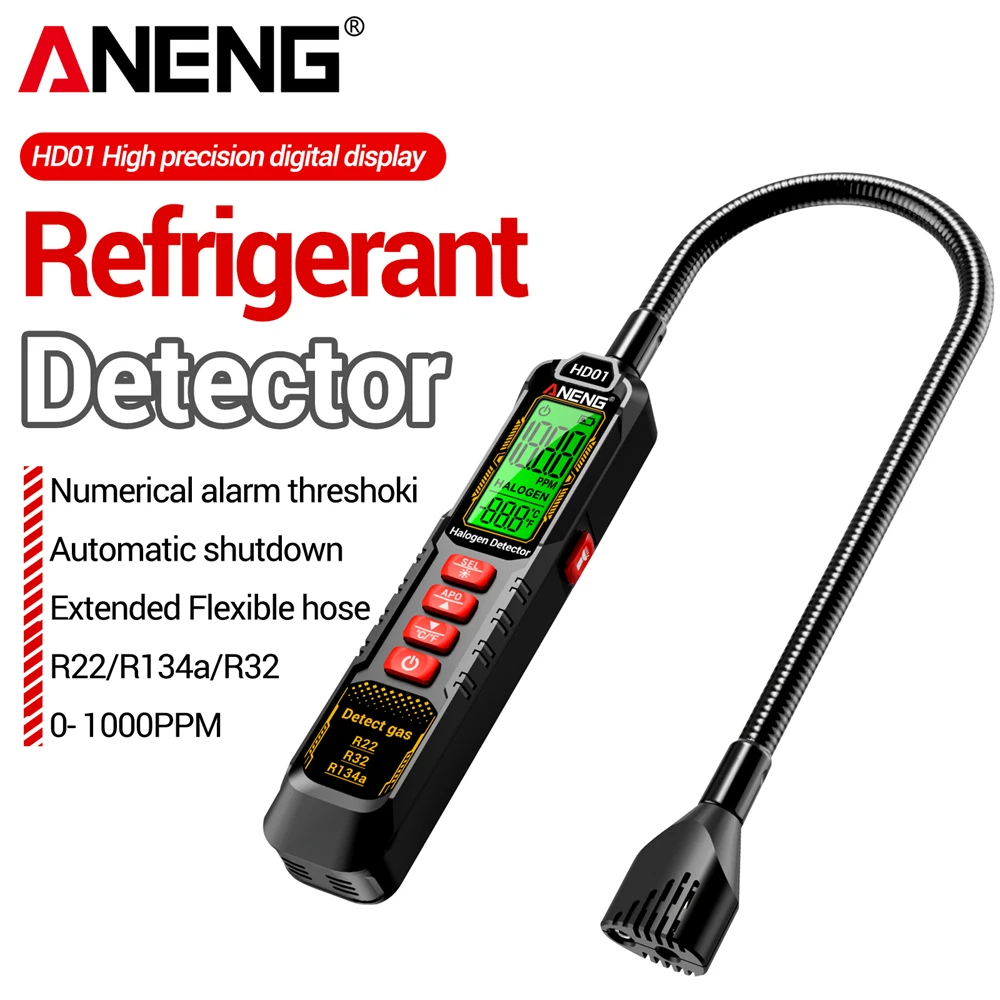 Halogen Leak Detector ANENG HD01 Portable Refrigerant Gas Freon R22 R32 ...
