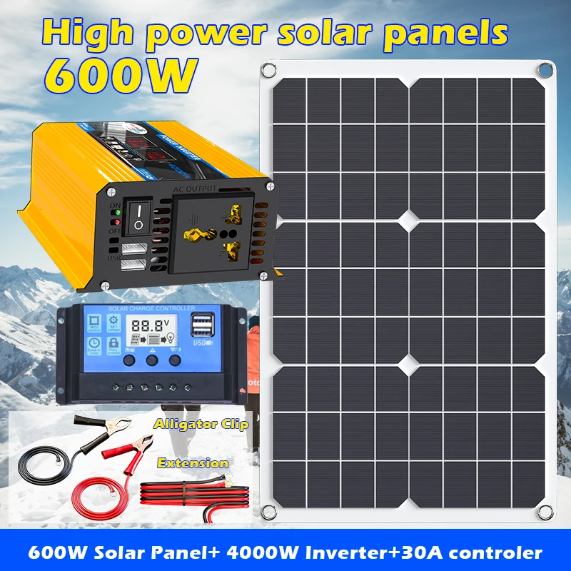 110V-220V-4000W-Inverter-Solar-Power-Generation-System-Solar-Panel-12V ...