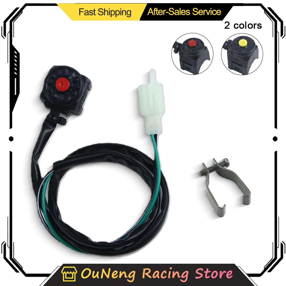 Universal Motorcycle Kill Switch Red Push Button Horn Starter Dirt Bike ...