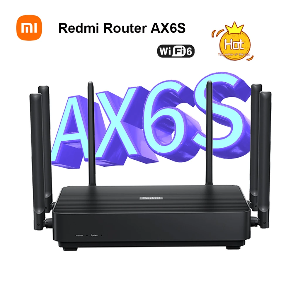 샤오미 레드미 AX6S 무선 라우터, 3200 Mbps 메쉬 와이파이 6 2.4G, 5G 이중 주파수 256MB OFDMA 고이득 라우터 6 안테나 리피터 ...