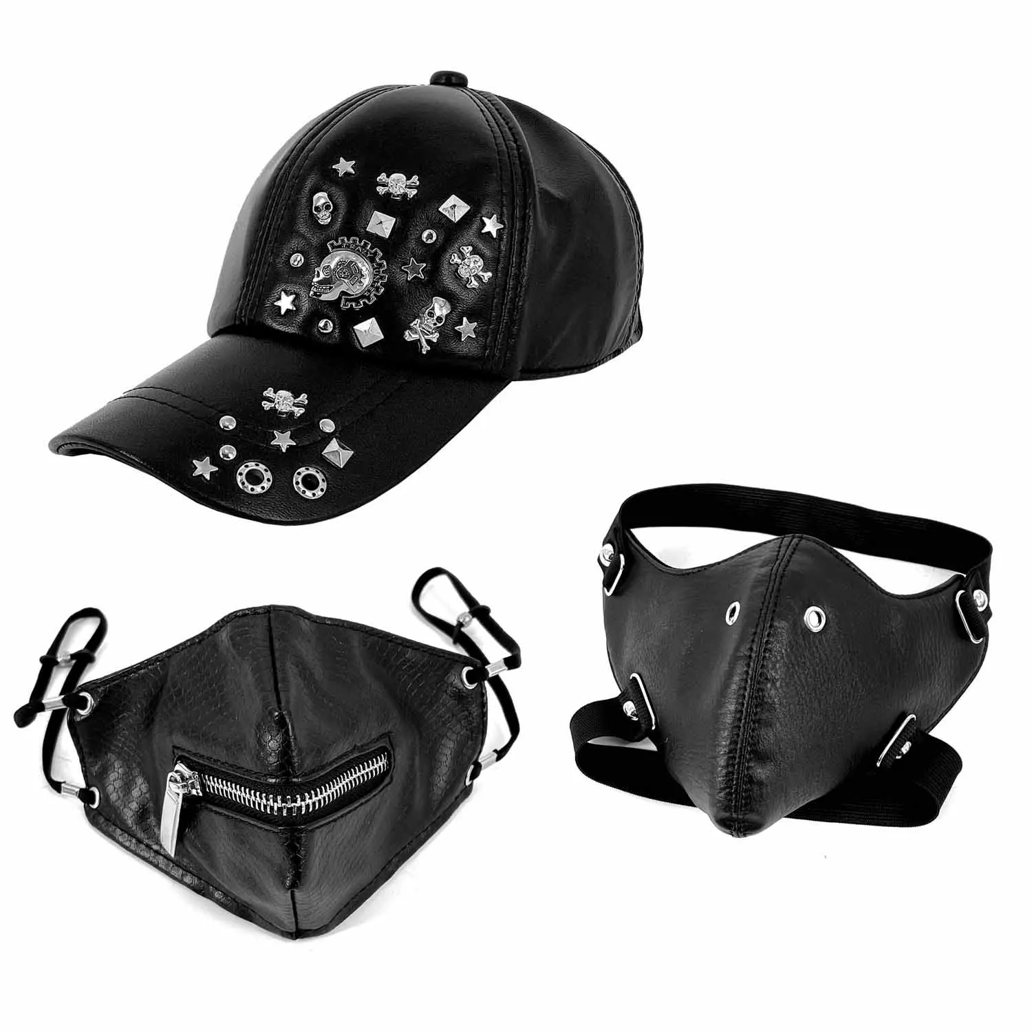 Studded-Adjustable-Hip-Hop-Punk-Rock-Baseball-Men-Hat-Skull-Leather-Cap ...