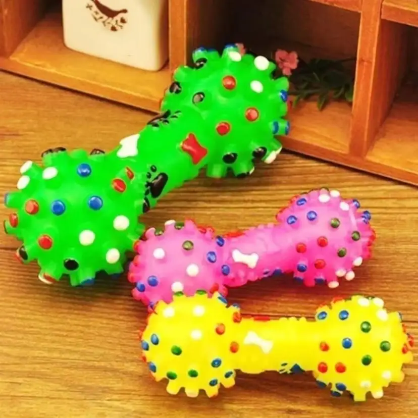 1 Pcs Dog ToysVoice Prick Ball Dumbbell Dog Toy Grinding Teeth ...