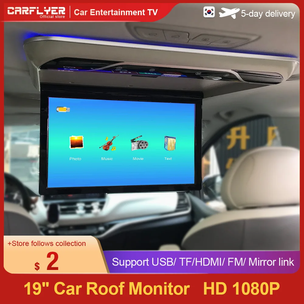 19-Car-Roof-Monitor-LCD-Flip-Down-Screen-Overhead-Multimedia-Video ...