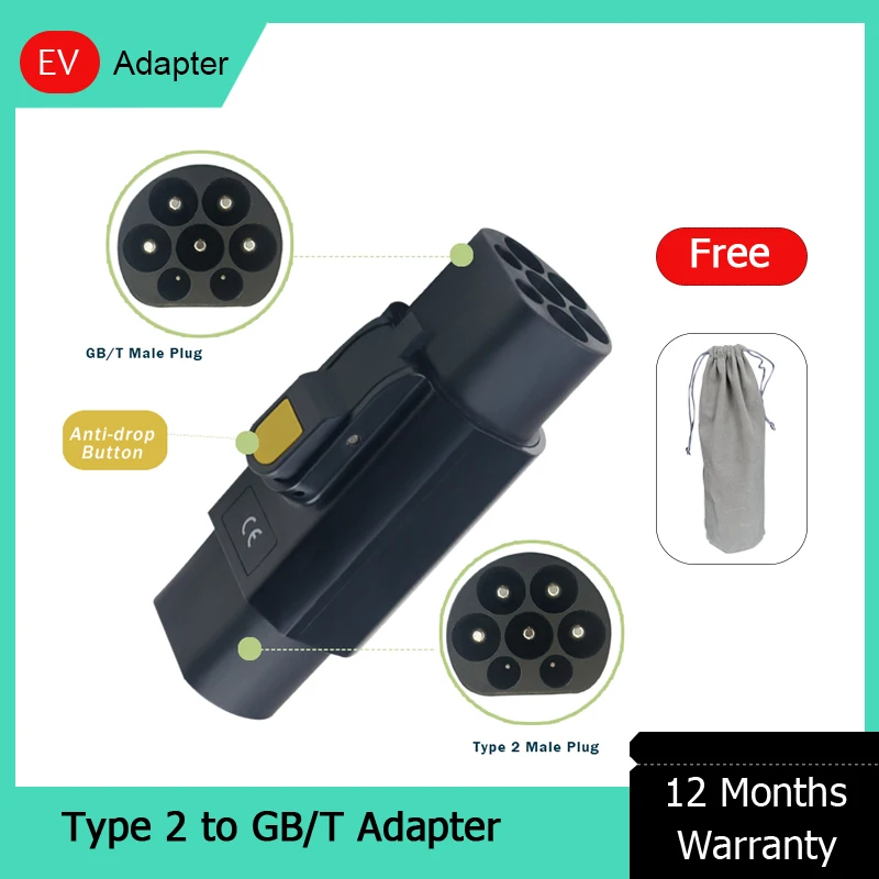 Type 2 to GBT Adapter 32A 7KW 22KW IEC 62196 Charger To GB/T China ...