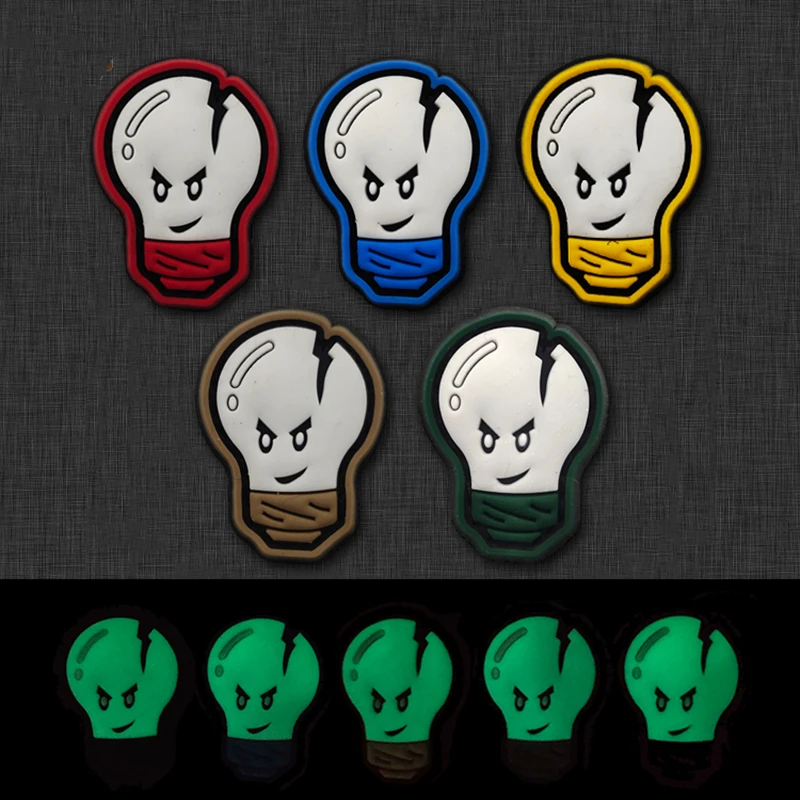 Mini-Q-Version-Cartoon-Luminous-Small-Bulb-PVC-Patch-Spoof-Tactical ...