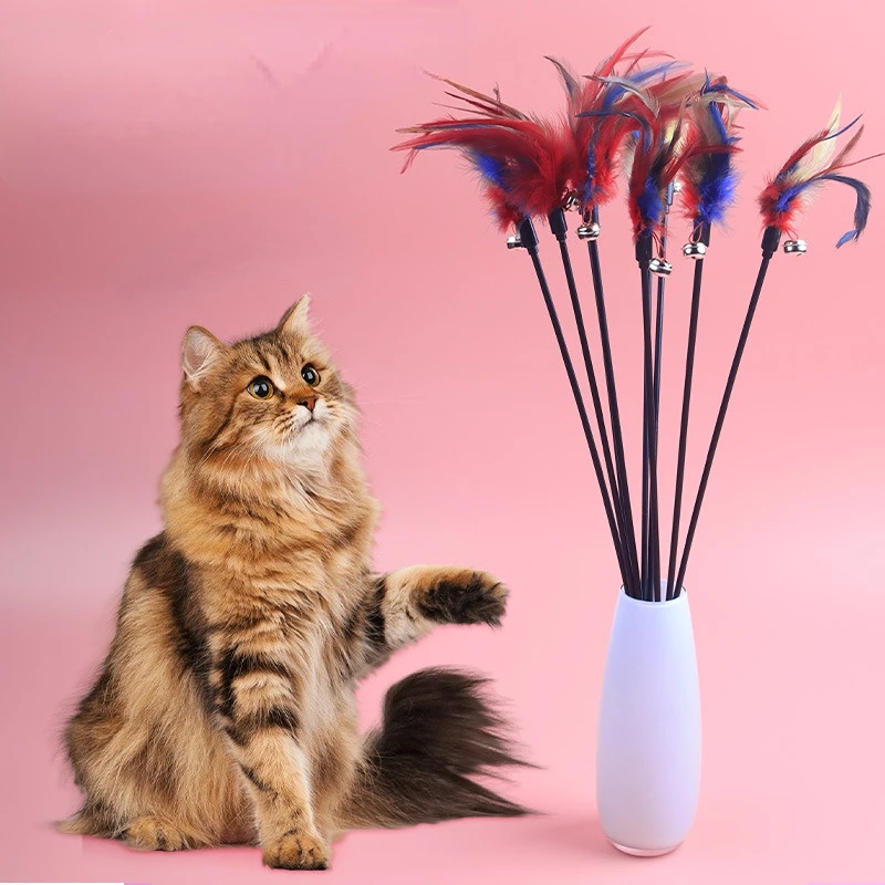 1-Pcs-Cat-Teaser-Stick-Bell-Feather-Funny-Cat-Rod-Toy-Cat-Toys ...
