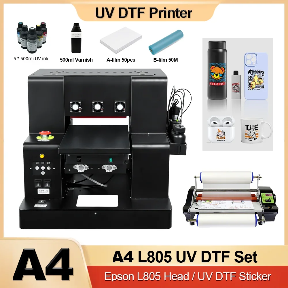 UV Printer A4 L805 Multifunction UV Flatbed Printing Machine for Phonecase Bottle Acrylic Wood ...