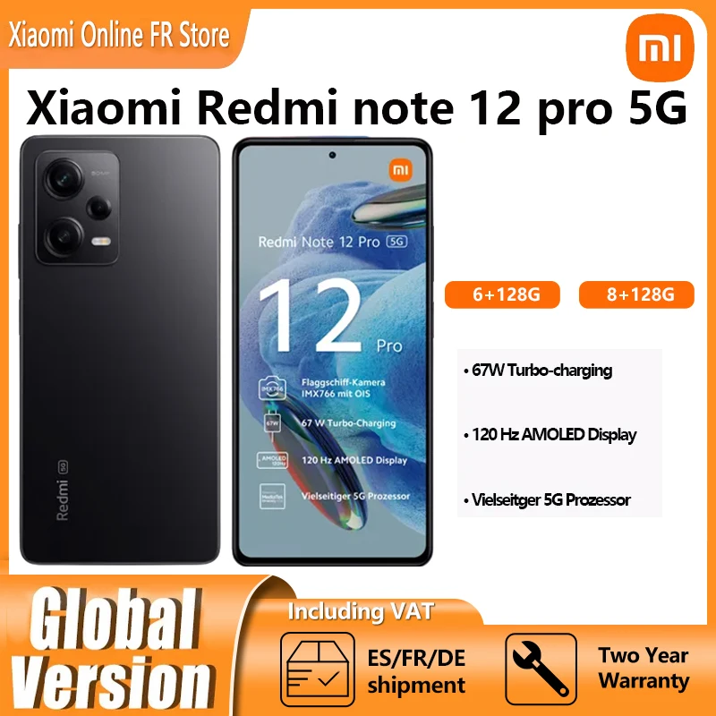 Xiaomi – Smartphone Redmi Note 12 Pro, Version Globale, 5g, 6.67 Fhd ...