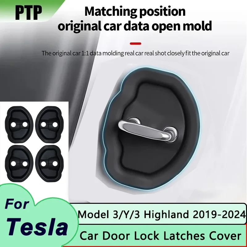 For-Tesla-Model-3-Highland-2024-Car-Door-Lock-Latches-Cover-Model-Y ...