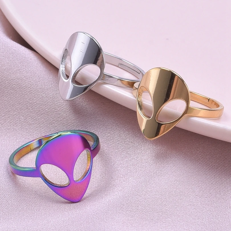 Hip-Hop-Creative-Alien-Rings-for-Men-Woman-Silver-Gold-Rainbow-Color ...