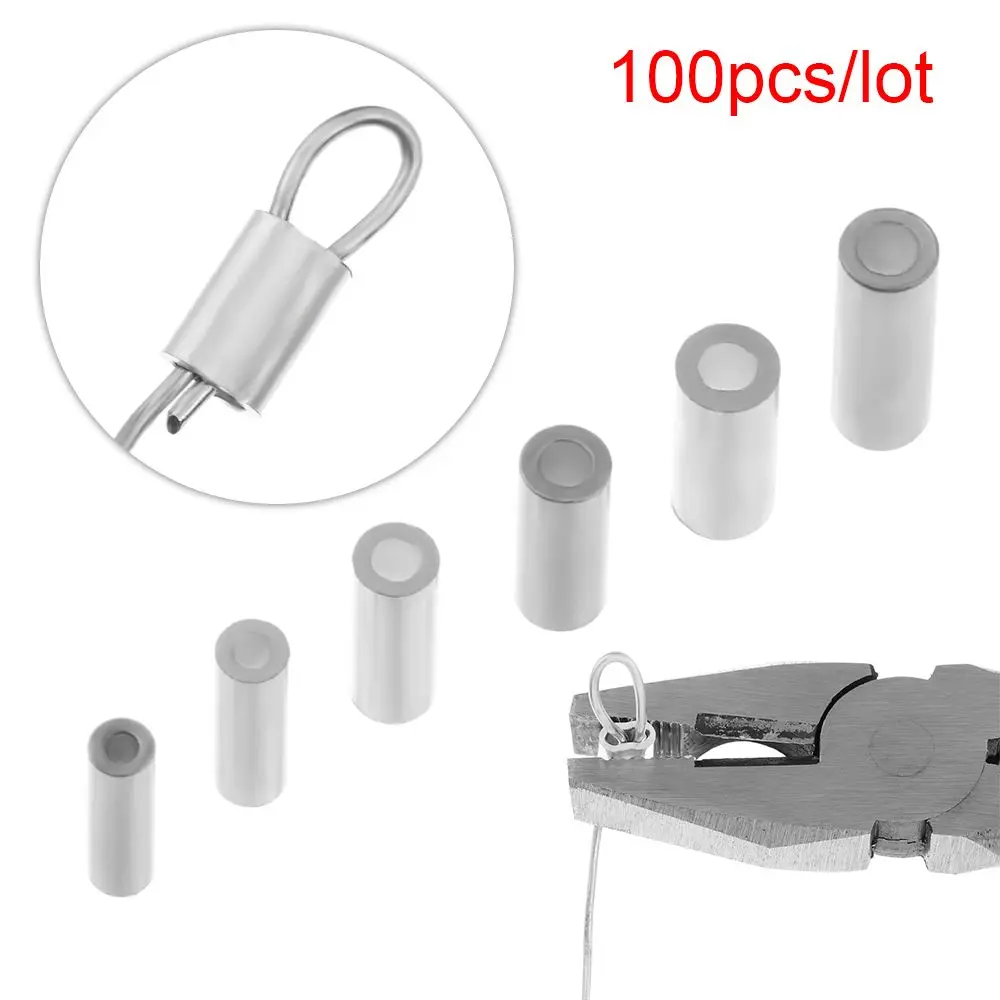 100pcs/lot White Round Real Aluminum Tube Wire Pipe Crimp Sleeves Sea ...