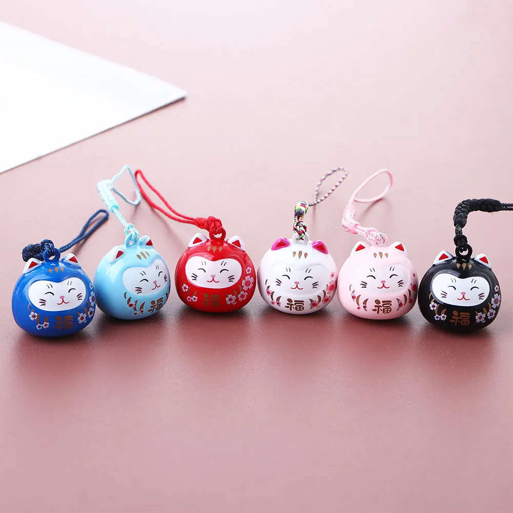 Japanese-Fortune-Cat-Bell-Pendant-Keychain-Maneki-Neko-Trinkets-Cute ...
