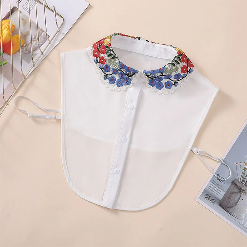 Vintage-White-False-Collar-With-Embroidery-Fake-Collar-Women-Chiffon ...