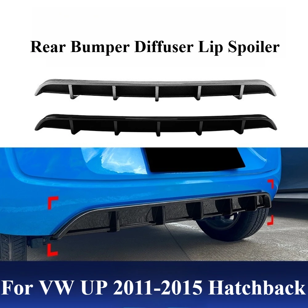 For VW UP 2011-2015 Hatchback - Gloss Black ABS Plastic Rear Bumper ...