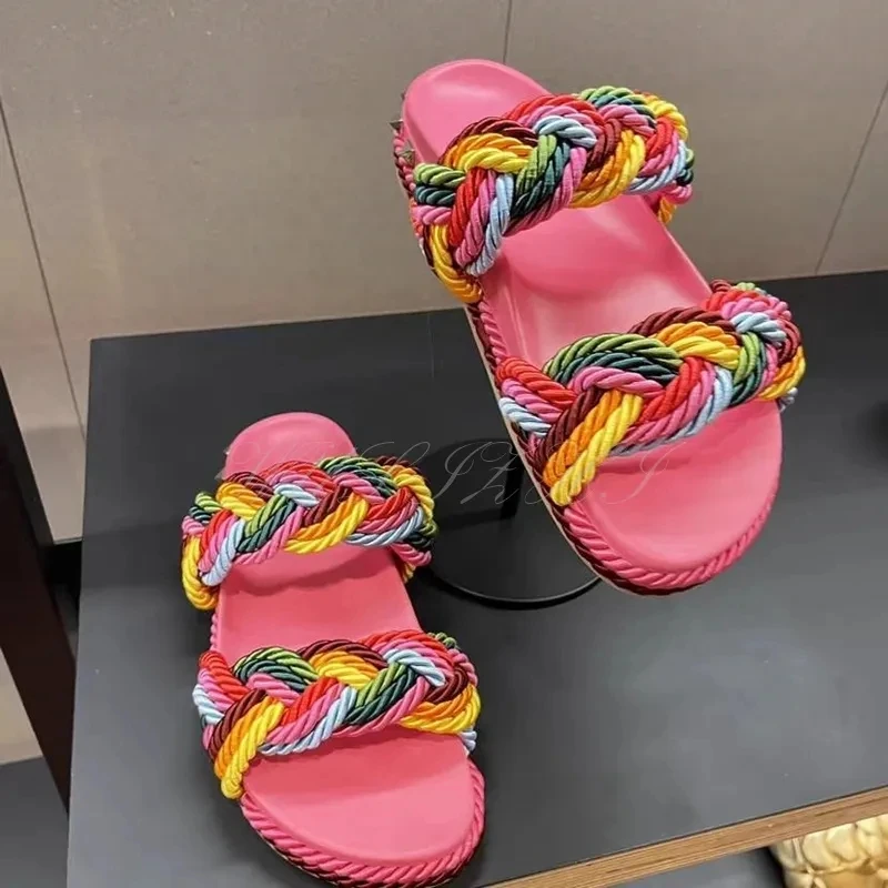 Studs-Colorful-Rope-Slippers-Women-Flats-Sandals-Fashion-Design-Open ...