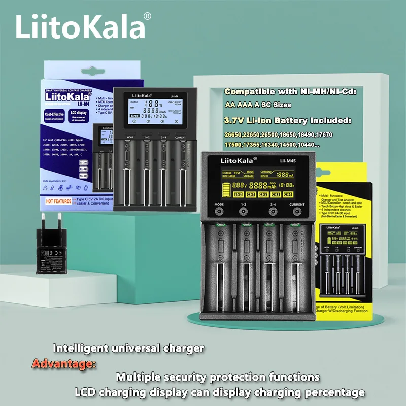 LiitoKala-Lii-M4-M4S-18650-Charger-LCD-Display-Universal-Smart-Charger ...