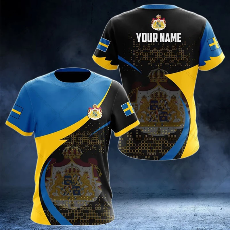 Customize Sweden Emblem Graphic Tees Summer Cool Sportswear Men's ...