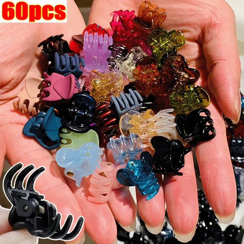 10-60Pcs Hair Claw Clips for Women 1.5cm Small Black Brown Transparent ...