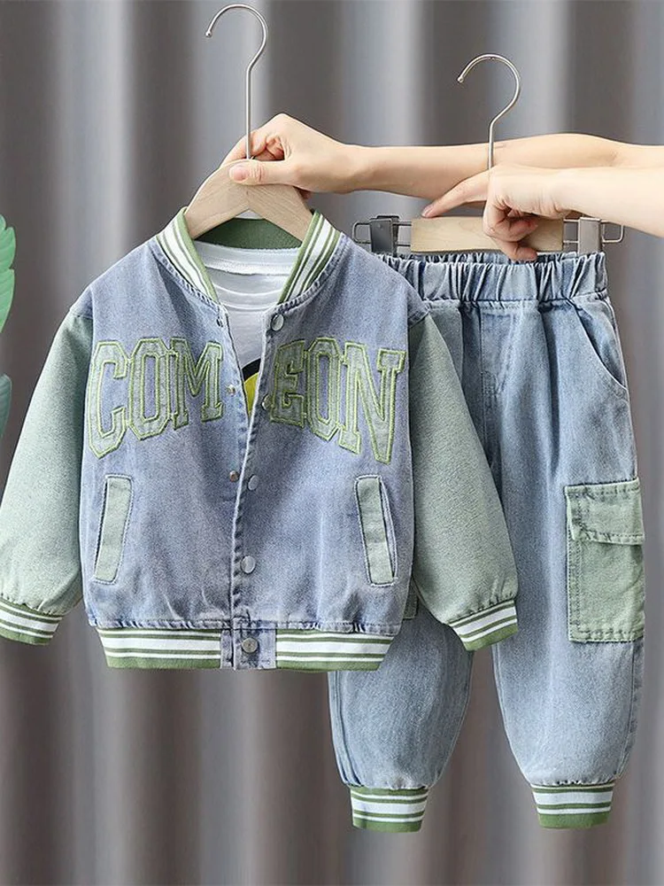 Toddler-Boys-Clothes-Sets-Kids-Patchwork-Color-Denim-Jacket-Pants-2-Pcs ...