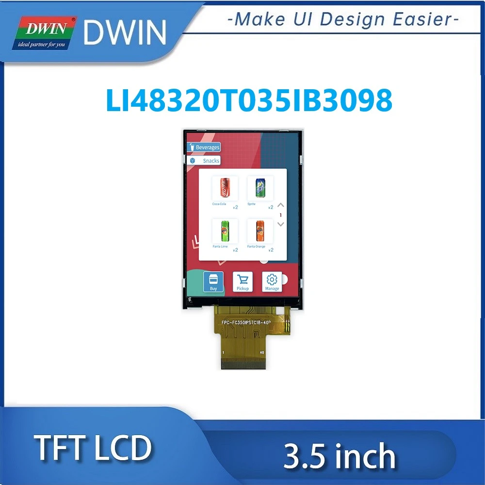 DWIN 3.5 Inch 320x480 IPS 300nit TFT LCD Display ST7796 G4 Driver IC ...