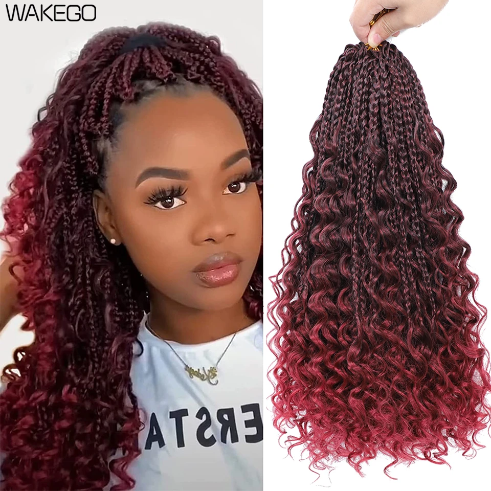 14 Inch Boho Box Braids Crochet Hair Curly Ends 6 Packs Crochet Braids