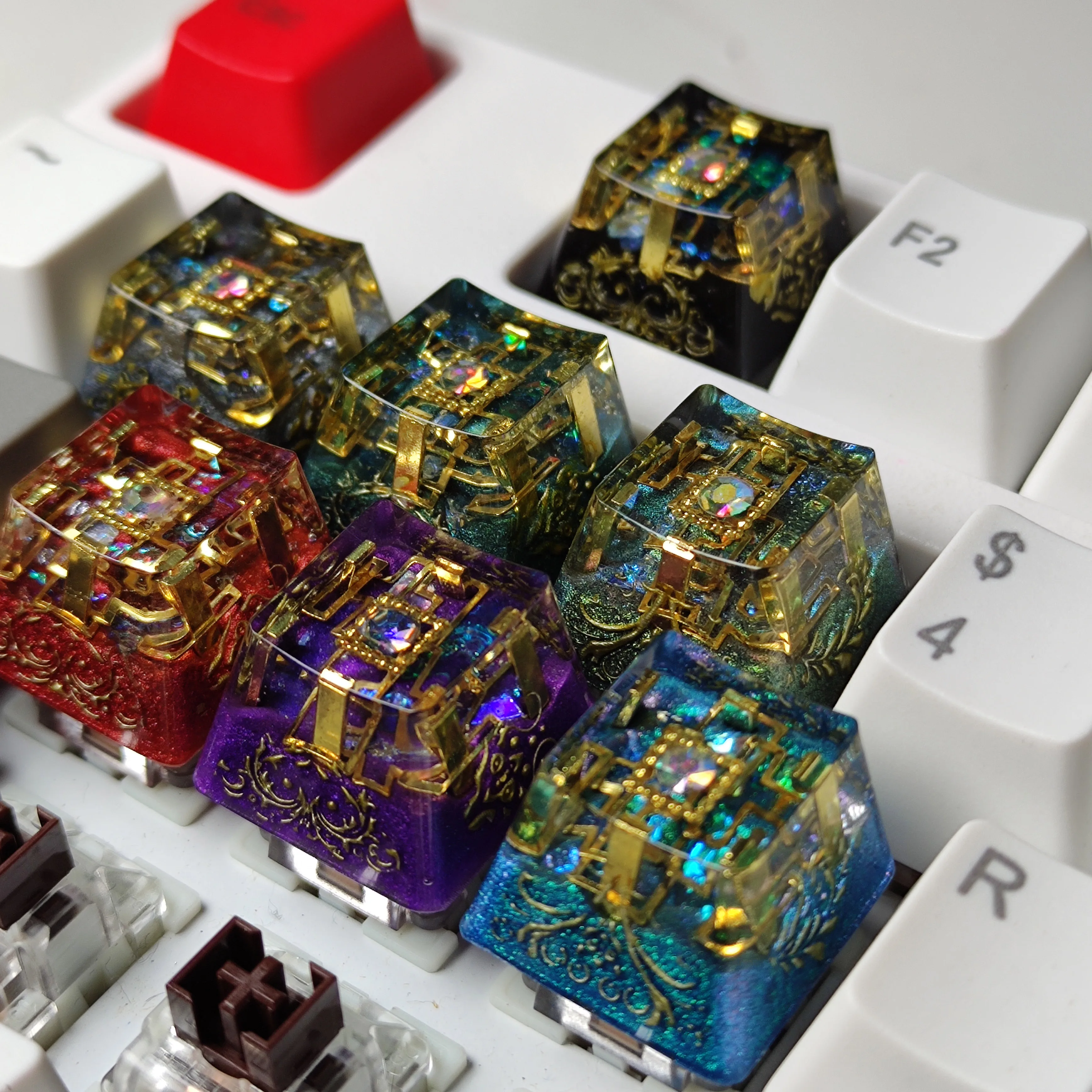 Realm-of-Secret-Gold-Resin-Keycaps-For-Mechanical-Backlit-Keyboard-For ...