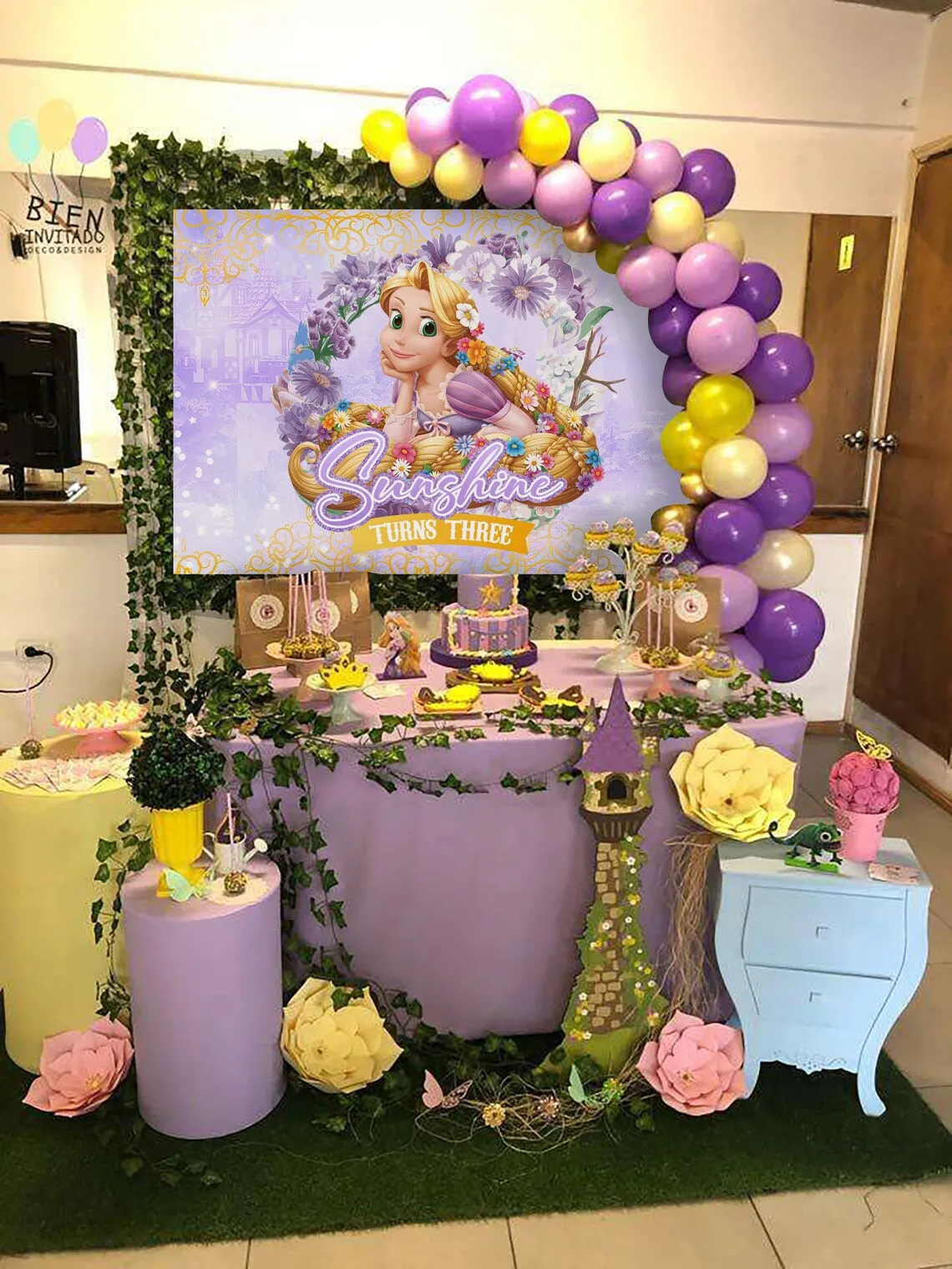 Disney Castle Magic Princess Tangled Rapunzel Backdrop Kids Birthday ...