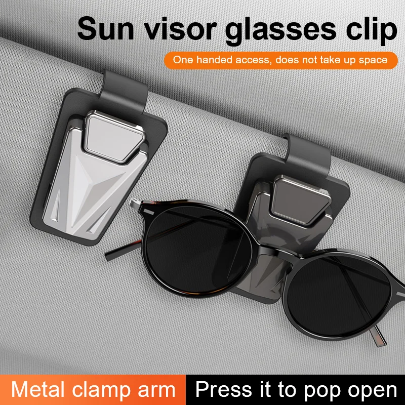 Press -type Car Glasses Clip Metal Frame Auto Sun Visor Eyeglass Holder ...