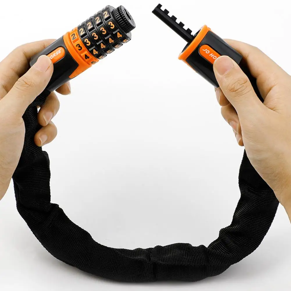 Bicycle Chain Lock Nylon Cloth Cover Alloy Key Cylinder Bike Lock Five ...