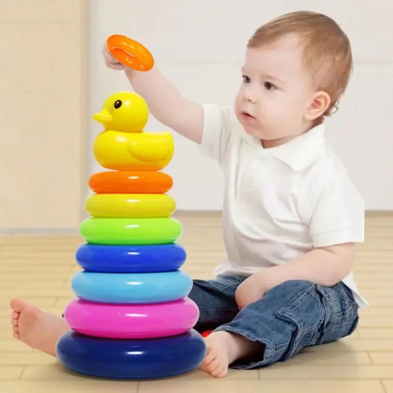 Baby puzzle development rainbow tower nesting toys 0-3 years old baby ...