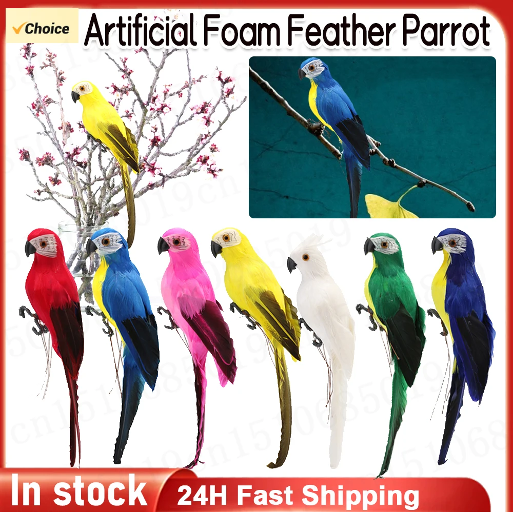 1PC Handmade Foam Feather Artificial Parrot Imitation Bird Model ...