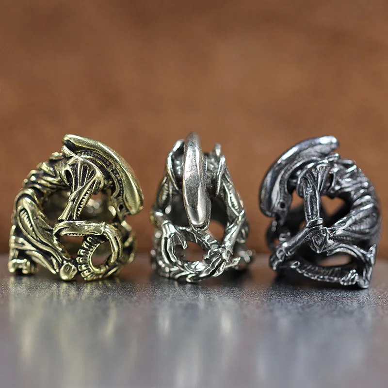 Brass-Alien-Figures-Knife-Bead-Handmade-Woven-Lanyard-DIY-Keychain ...