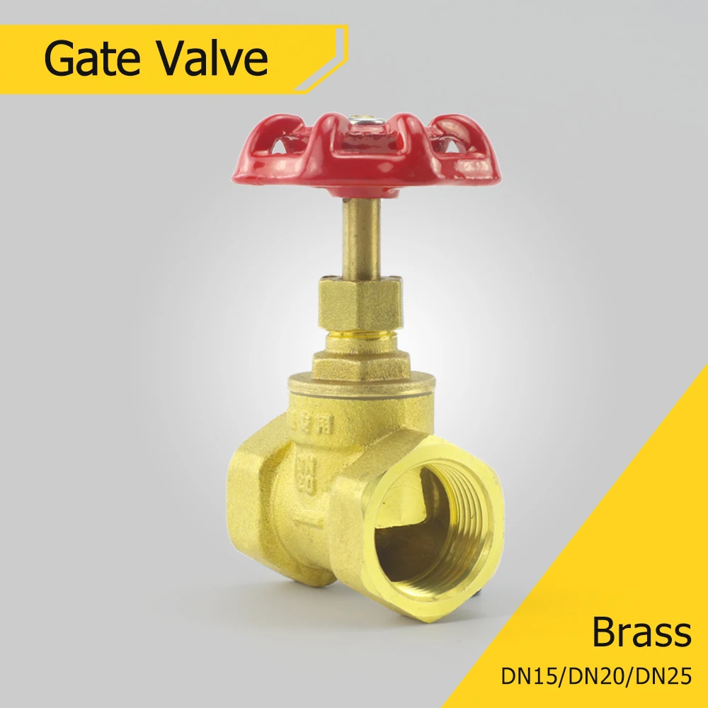 1/2" 3/4" 1" Brass Gate Valve Female Thread Rotary Water Sluice Valve ...