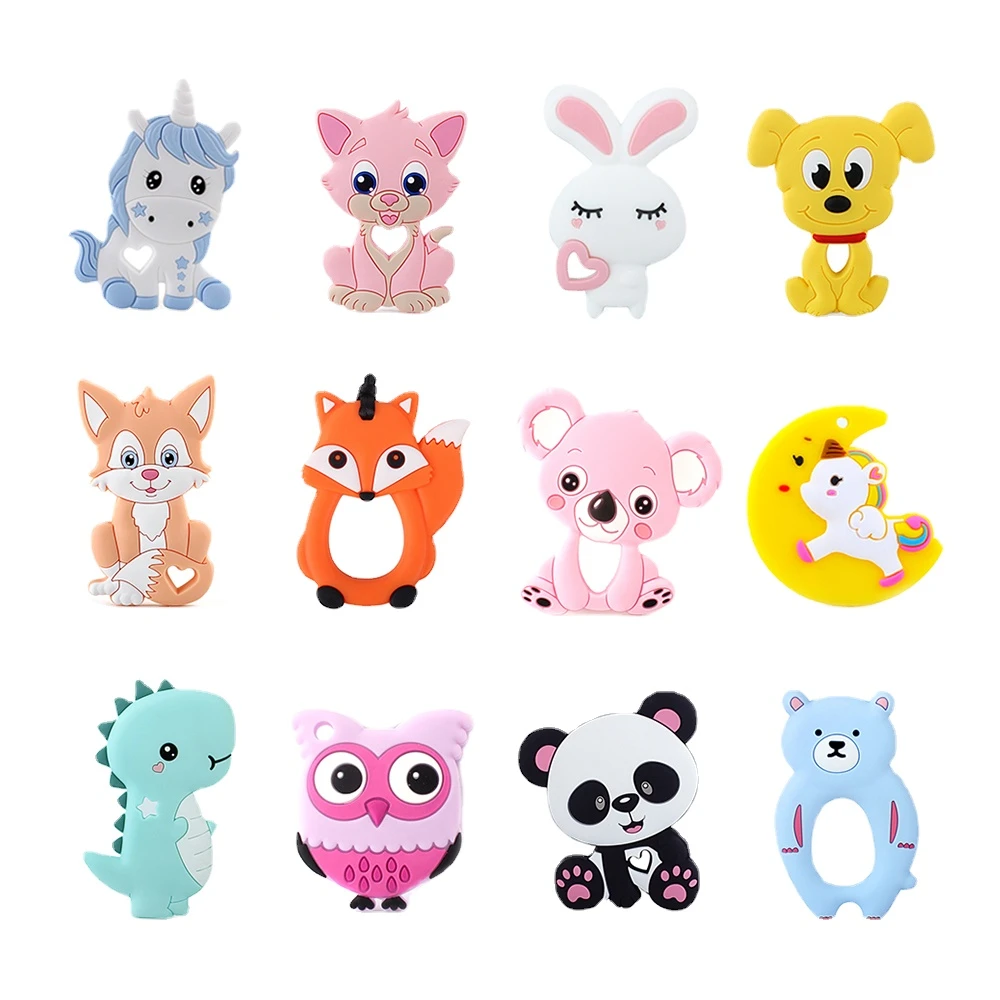 1pcs Silicone Teether Food Grade Rodent Cartoon Animals DIY Teething ...
