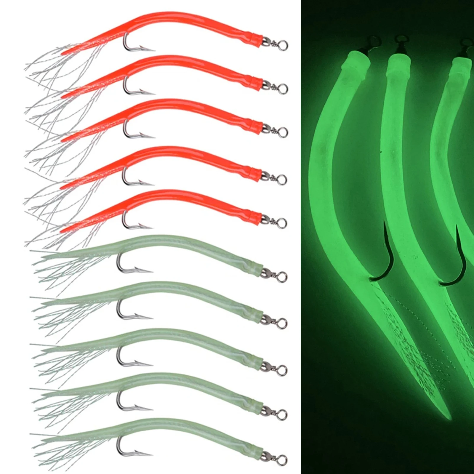 5PCS-Eel-Fishing-Hooks-Striped-Bass-Tube-Luminous-Eel-Lures-Long-Shank ...