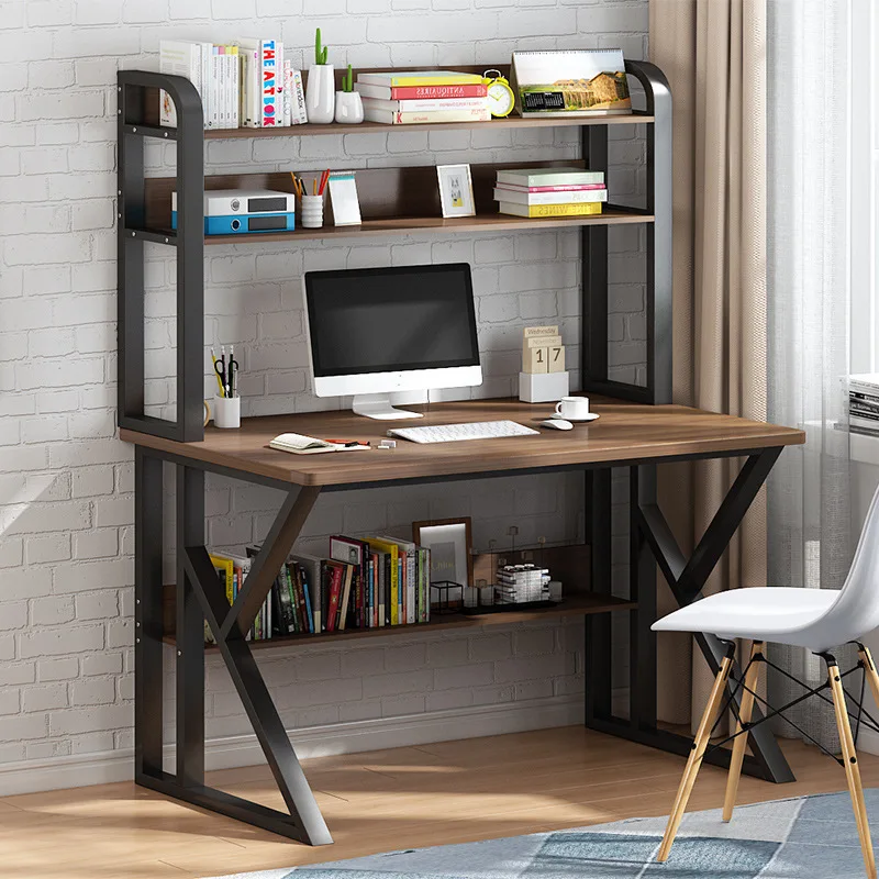 Home-computer-desk-with-shelve-simple-minimalist-bedroom-bookshelf-desk ...